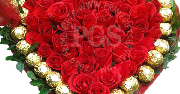 Heart Shape Red Roses Basket with Ferrero | Flowers Delivery Lahore